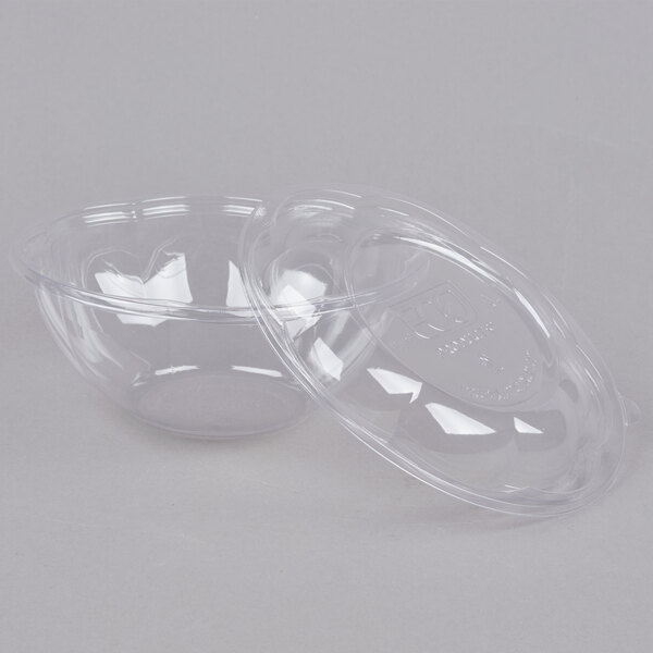 Eco-Products EP-SB24 24 oz. Clear Compostable Plastic Salad Bowl with Lid - 150/Case
