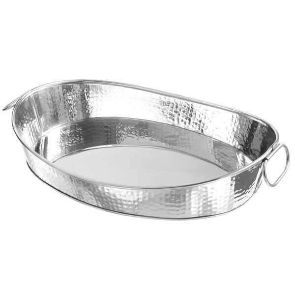 American Metalcraft HAMOV19 Oval Stainless Steel Hammered Tub with ...
