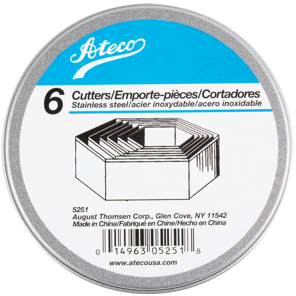 Ateco 5251 6-Piece Stainless Steel Hexagon Cutter Set