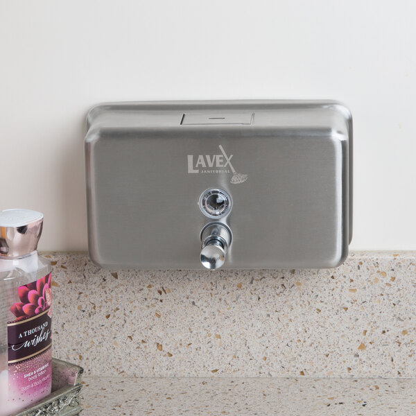 Lavex Janitorial 40 oz. Stainless Steel Surface Mounted Horizontal Soap ...