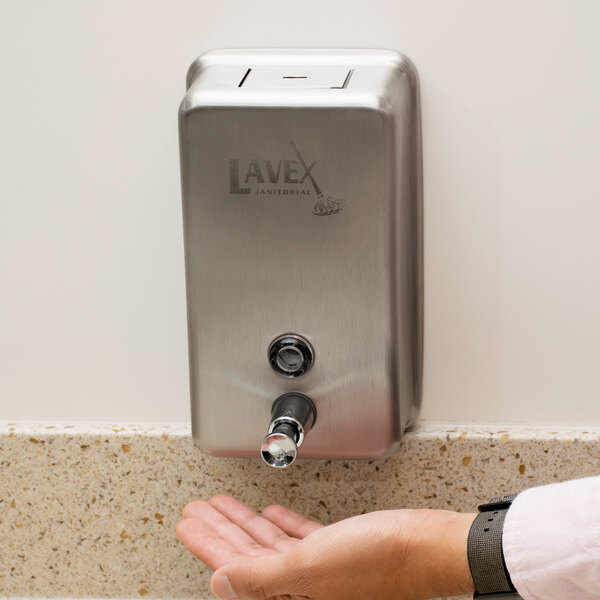 Lavex Janitorial 40 oz. Stainless Steel Surface Mounted Vertical Liquid ...