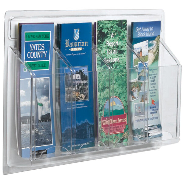 Aarco LRC121 21" x 11" Clear-Vu 4-Pocket Pamphlet Display