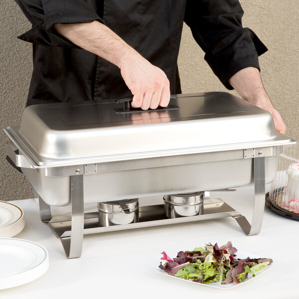 Choice Economy 8 Qt. Full Size Stainless Steel Chafer with Folding Frame