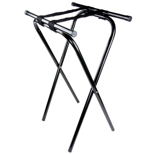 Lancaster Table & Seating 19" x 16 1/2" x 31" Folding Black Metal Tray ...