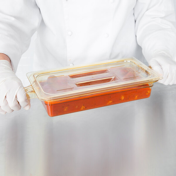 Cambro 32HP2H150 H-Pan™ 1/3 Size Amber High Heat Plastic Food Pan with ...