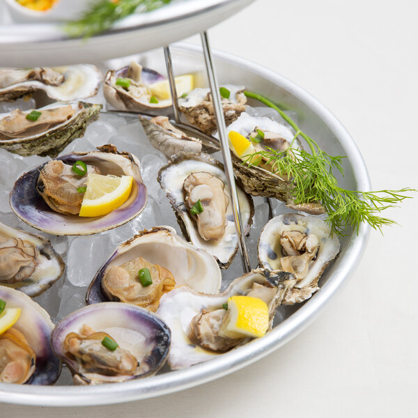 Choice 3-Tier Seafood Tower Set with Small Aluminum Trays and Stand