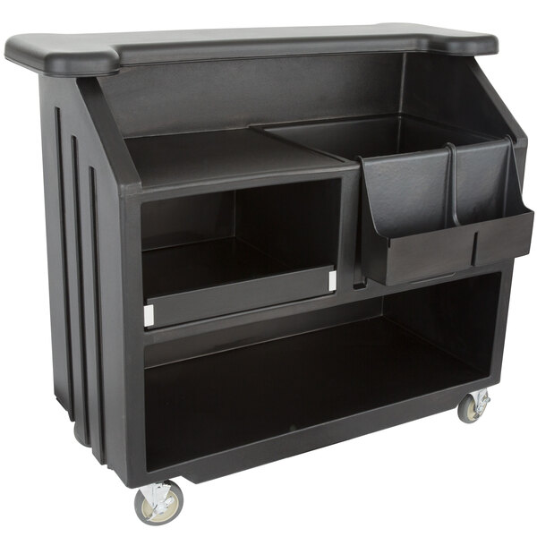 Cambro BAR540110 Cambar® Black 54" Portable Bar with 5-Bottle Speed Rail