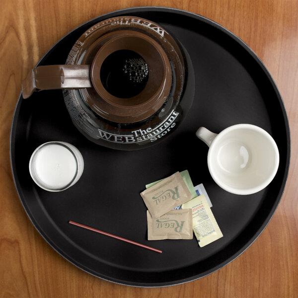 Cambro 1400TL110 Treadlite™ 14" Round Black Non-Skid Fiberglass Serving ...