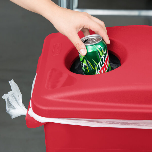 Rubbermaid® Slim Jim 23 Gallon Red Rectangular Trash Can with 2 Hole Lid