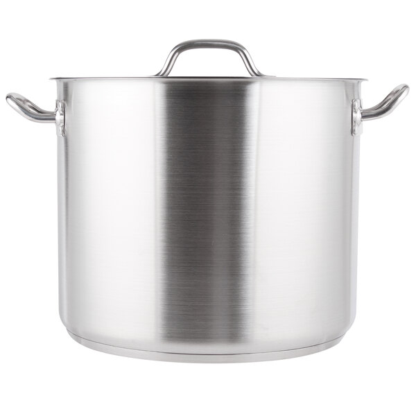 Vigor 32 Qt. Heavy-Duty Stainless Steel Aluminum-Clad Stock Pot with Cover