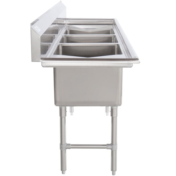 Regency 16 Gauge Stainless Steel Three Compartment Commercial Sink with ...
