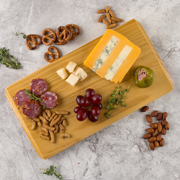 Acopa 13" x 7" Natural Finish 4-Well Beer Flight Sampler Board - 6/Case