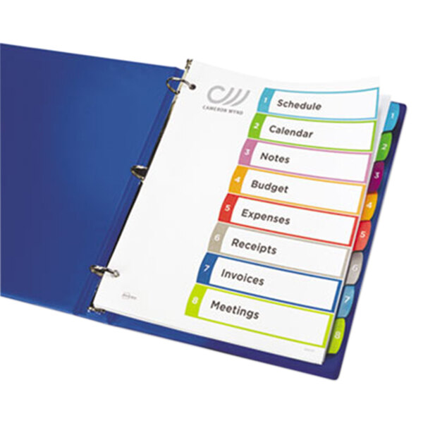 Avery 11841 Ready Index 8 Tab Multi Color Customizable Table Of Contents Dividers