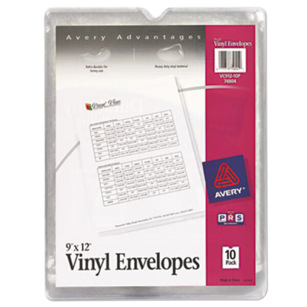 Avery 74804 9" x 12" Clear Top-Loaded Vinyl Envelope with Thumb Notch ...