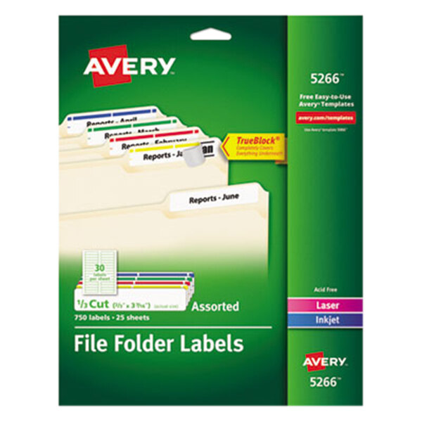 Avery 5266 TrueBlock 2 3 X 3 7 16 Assorted Color File Folder Labels 