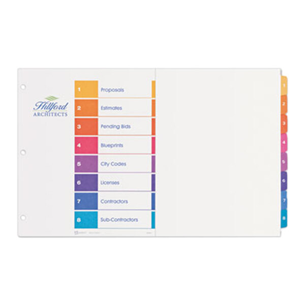 Avery 11148 Ready Index Ledger Size 8 Tab Multi Color Table Of Contents Dividers
