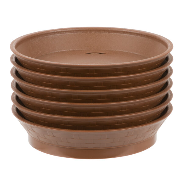 Choice 9" Round Brown Plastic Diner Platter with Base - 12/Pack