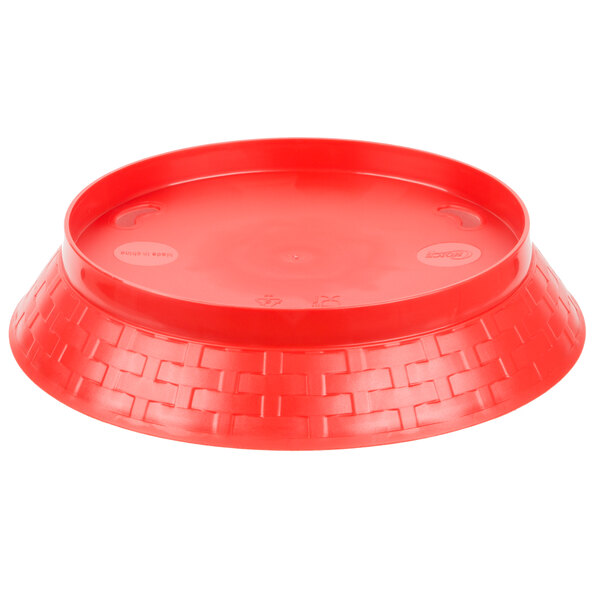 Choice 10 1/2" Round Red Plastic Platter / Fast Food Basket with Base ...