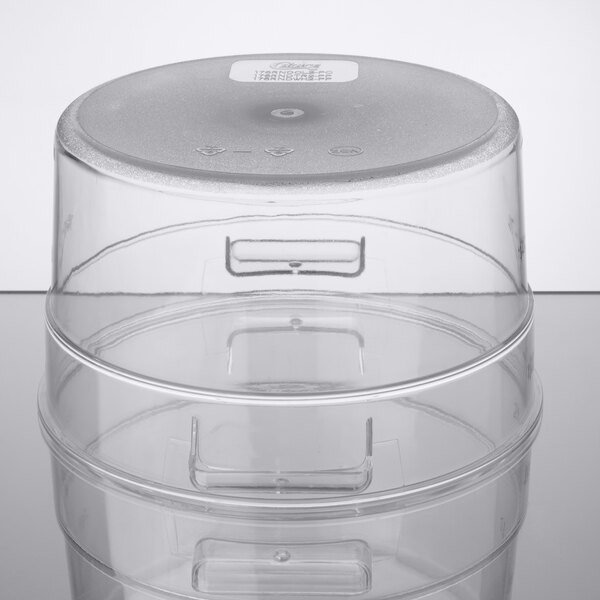 Choice 2 Qt. Clear Round Polycarbonate Food Storage Container with Red ...