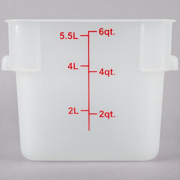 Choice 6 Qt. Translucent Square Polypropylene Food Storage Container ...