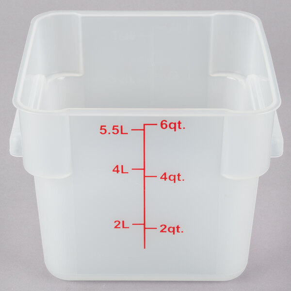 Choice 6 Qt. Translucent Square Polypropylene Food Storage Container ...
