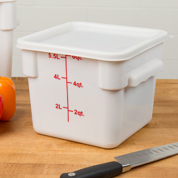 Choice 6 and 8 Qt. White Square Polypropylene Food Storage Container Lid