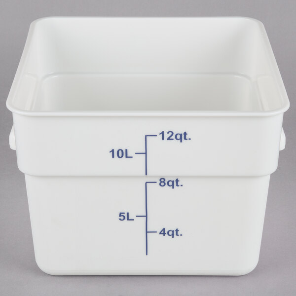 Choice 12 Qt. White Square Polypropylene Food Storage Container with ...