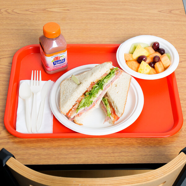 Choice 12" x 16" Orange Plastic Fast Food Tray - 24/Case