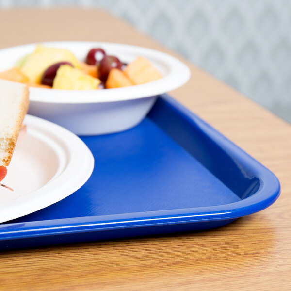 Choice 12" x 16" Blue Plastic Fast Food Tray - 24/Case
