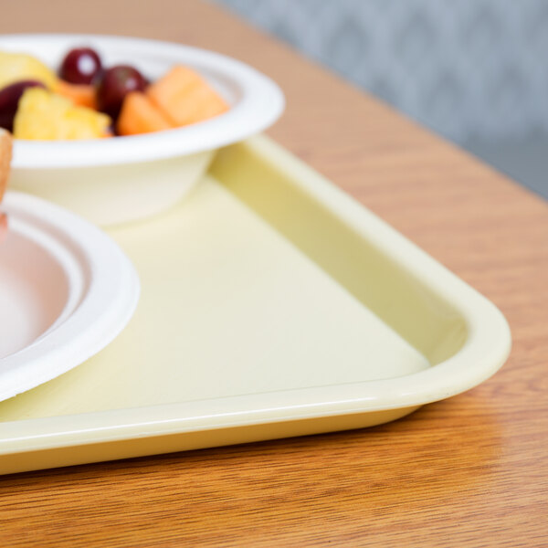 Choice 12" x 16" Beige Plastic Fast Food Tray - 12/Pack