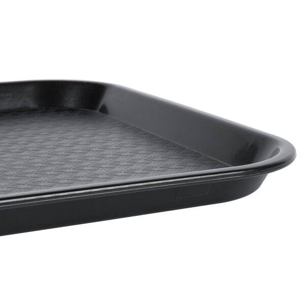 Choice 14" x 18" Black Plastic Fast Food Tray - 12/Pack