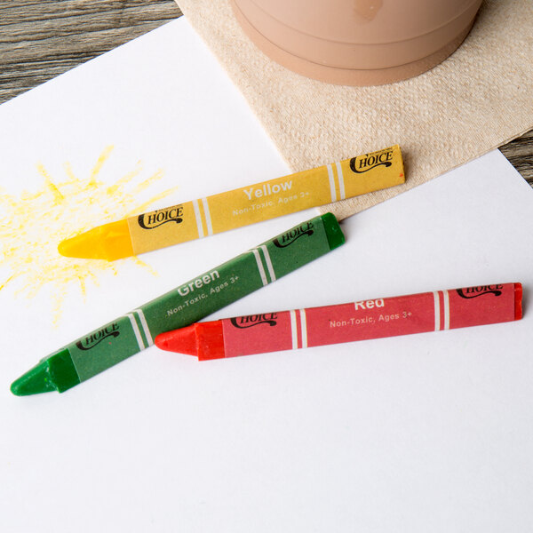 Choice 3 Pack Triangular Kids' Restaurant Crayons in Print Box - 100/Pack