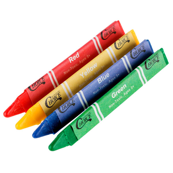 Choice 4 Pack Triangular Kids' Restaurant Crayons in Cello Wrap - 500/Case