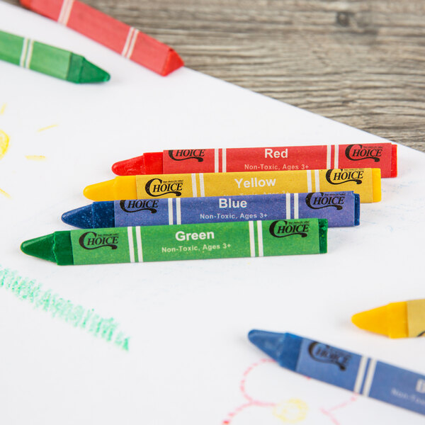Choice 4 Pack Triangular Kids' Restaurant Crayons in Cello Wrap - 500/Case
