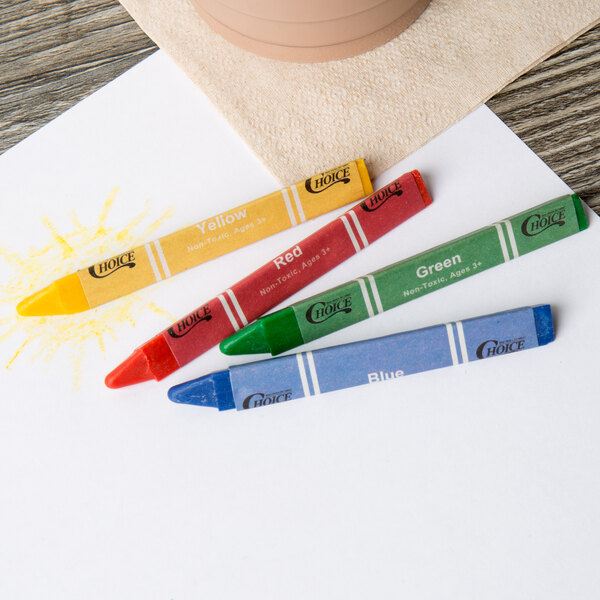 Choice 4 Pack Triangular Kids' Restaurant Crayons in Print Box - 100/Pack