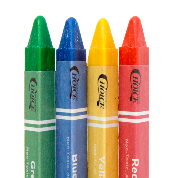 Choice 4 Pack Triangular Kids' Restaurant Crayons in Print Box - 100/Pack