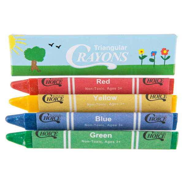 Choice 4 Pack Triangular Kids' Restaurant Crayons in Print Box - 100/Pack