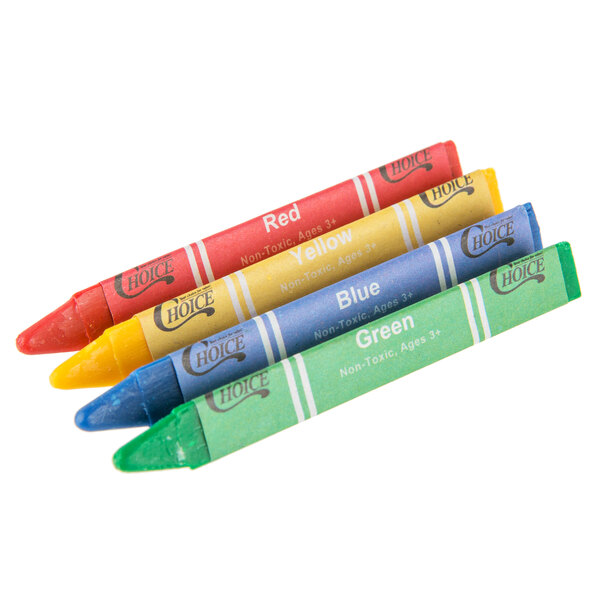 Choice 4 Pack Triangular Kids' Restaurant Crayons in Print Box - 100/Pack