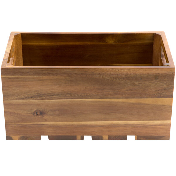 Tablecraft CRATE136 Third Size, 6" Deep Acacia Wood Serving and Display ...