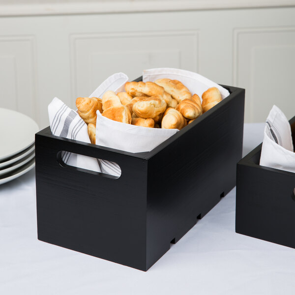 Tablecraft CRATE136B Third Size, 6" Deep Gastronorm Black Wood Serving ...