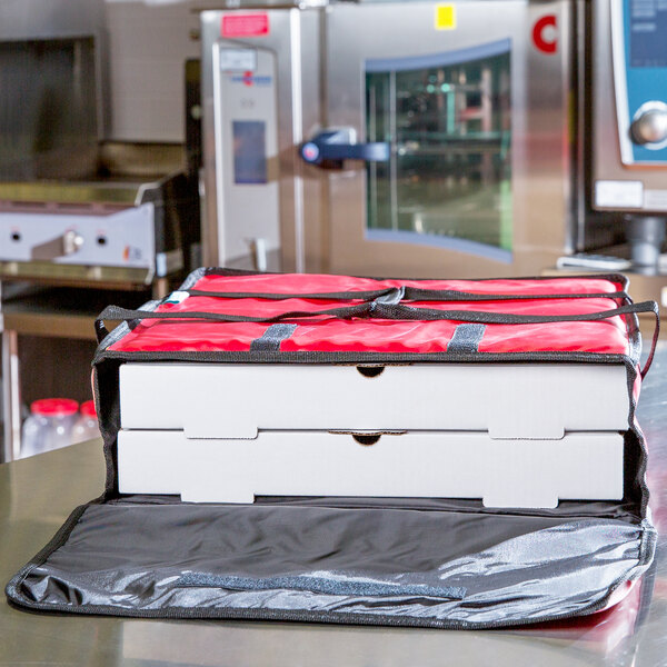 Choice 18" x 18" x 5" Vinyl Insulated Pizza Delivery Bag - holds up to ...