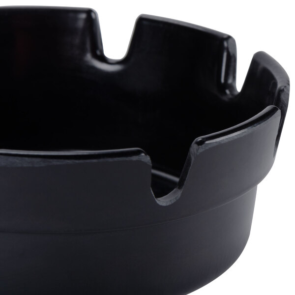Choice 4 1/4" x 1 3/4" Black Plastic Ashtray - 12/Pack