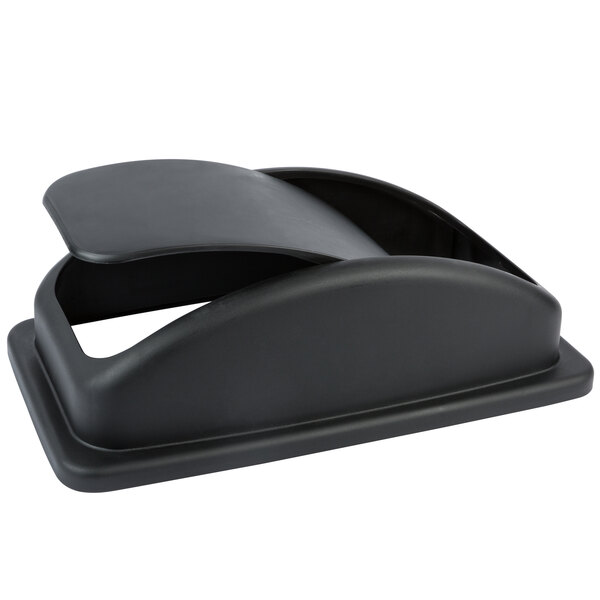 Lavex Janitorial Black Slim Trash Can Dome Swing Lid