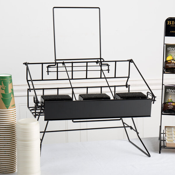 Choice 19" x 11 1/2" x 12 1/4" Black Wire 3 Compartment Airpot Rack ...