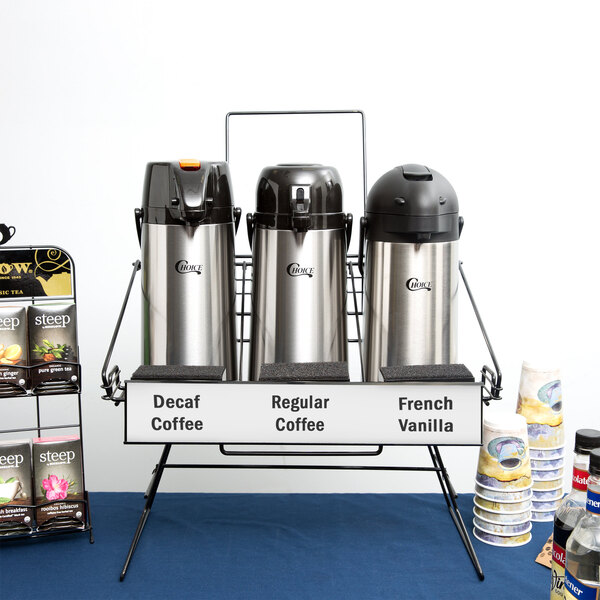 Choice 19" x 11 1/2" x 12 1/4" Black Wire 3 Compartment Airpot Rack ...