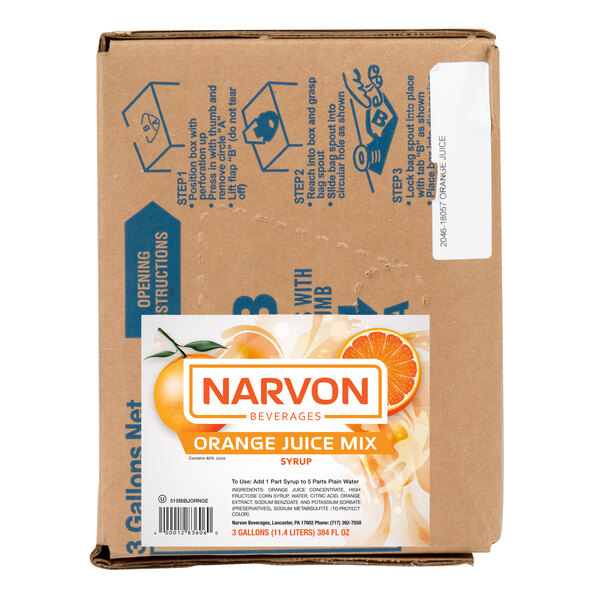 Narvon Bag in Box Orange Juice Syrup (3 Gallons)