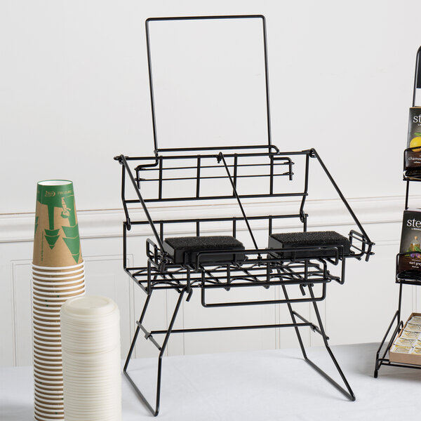 Choice 14" x 10" x 9 7/8" Black Wire 2 Compartment Airpot Rack with ...