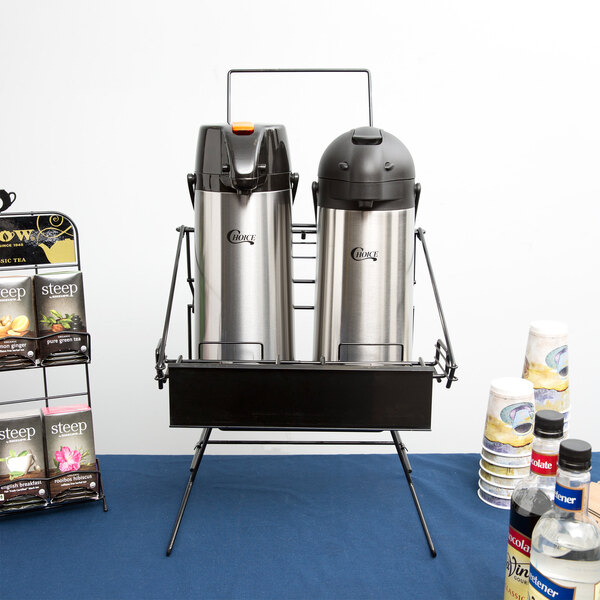 Choice 14" x 10" x 9 7/8" Black Wire 2 Compartment Airpot Rack with ...