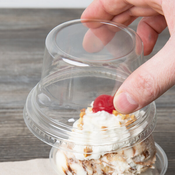 Choice 5-12 oz. Clear Plastic Tall Dome Lid, No Hole - 50/Pack