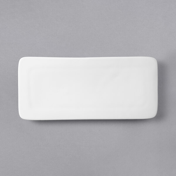 Acopa 10" x 5 3/4" Rectangular Bright White Porcelain Flat Plate - 12/Case
